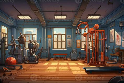 AI Generated Interior View Of A Gym With Equipment GYM Background Generative AI Stock
