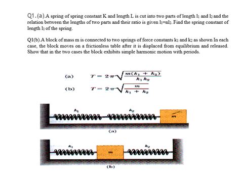 Solved Q1 A A Spring Of Spring Constant K And Length L Is