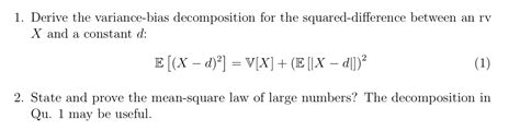 Solved Derive The Variance Bias Decomposition For The Chegg Com