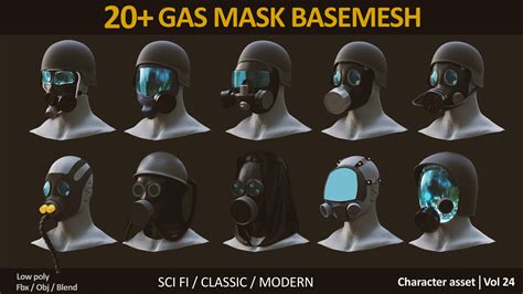 Artstation 20 Gas Masks Basemeshes Sci Fi Futuristic Modern Army And Vol 24 Game