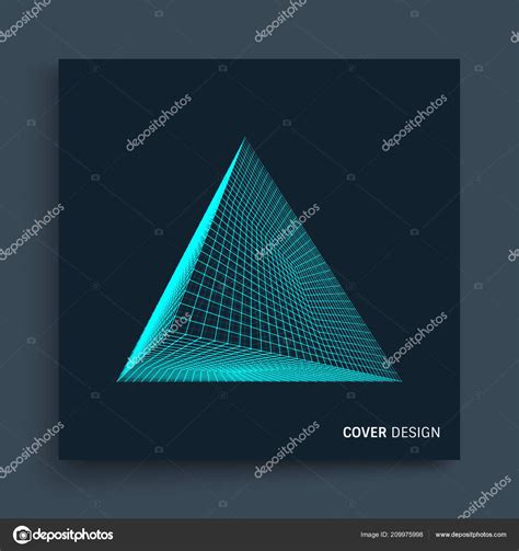 Cover Design Template Pyramid Molecular Grid Technology Style Vector Illustration Stock Vector