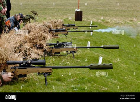 British Infantryman With A Long Range Sniper Rifle L115a3 Which Has A