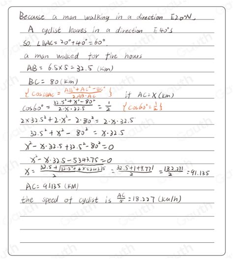 Solved Example A Man Leaves A Point Walking At Km H In A Direction E N A Cyclist