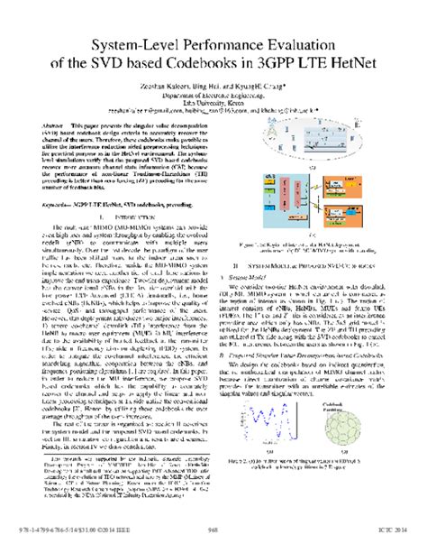 Pdf System Level Performance Evaluation Of The Svd Based Codebooks In 3gpp Lte Hetnet