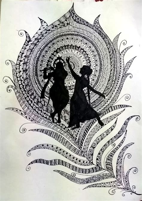 Mandala Art Radha Krishna Mandala Drawing Mandala Art Drawings