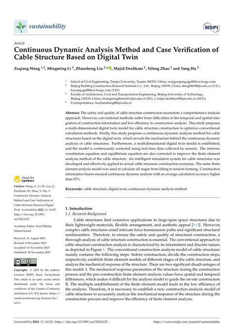 Pdf Continuous Dynamic Analysis Method And Case Verification Of Cable Structure Based On