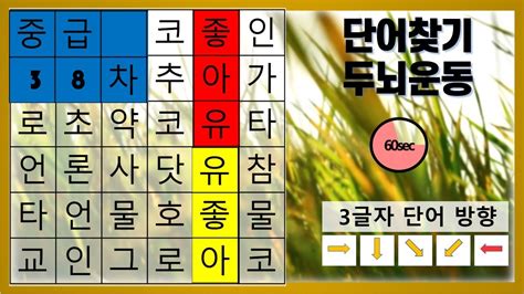 단어찾기를 통한 치매예방 퀴즈 중급 38차 숨은단어찾기 치매예방퀴즈 뇌건강 두뇌운동 기억력 건망증 낱말퀴즈 단어퀴즈 Youtube