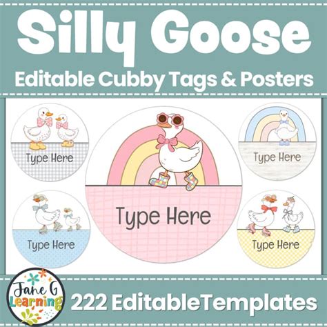 Silly Goose Cubby Tags Editable Silly Goose Name Tag Silly Goose