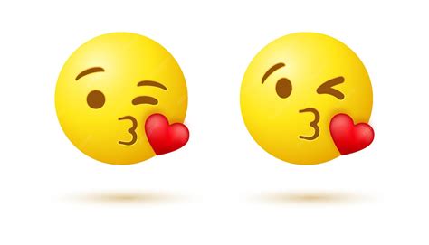 Premium Vector Kissing Emoji Face With Winking Eye And Red Heart Or