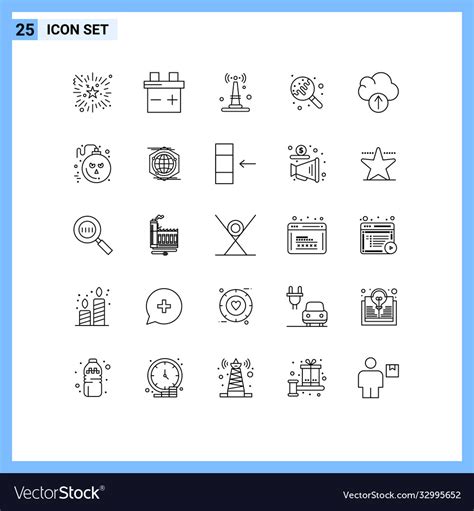 Mobile Interface Line Set 25 Pictograms Royalty Free Vector