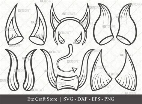 Devil Horns Outline Svg Cut File Devil Tail Svg Halloween Svg Bat