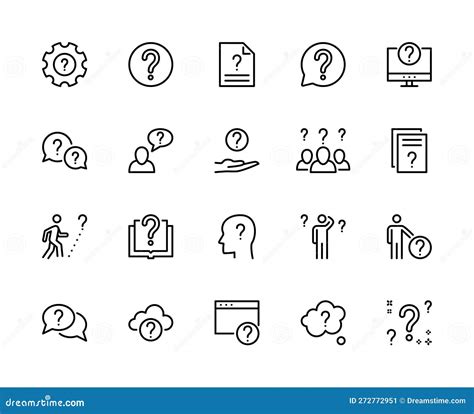 Questions And Problems Ask And Think Vector Linear Icons Set
