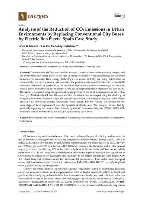 Pdf Analysis Of The Reduction Of Co2 Emissions In Urban Environments By Replacing Conventional