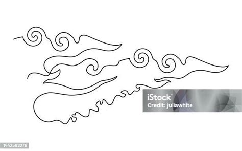 파도 물의 선 폭풍우가 치는 바다 그래픽 디자인 요소 연속 선 그리기 벡터 그림 구름이 짙게 낀 하늘에 대한 스톡 벡터 아트 및 기타 이미지 구름이 짙게 낀 하늘