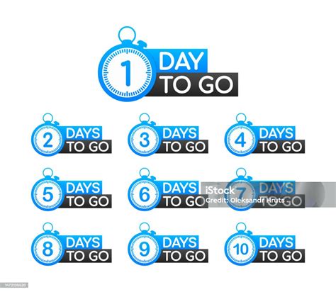일 카운트 다운 갈 일 1 2 3 4 5 6 7 8 9 10 남은 날은 배지가 설정됩니다 제품 한정 프로모션 0명에 대한 스톡 벡터 아트 및 기타 이미지 Istock