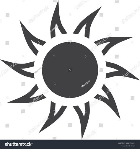 Black Sun Logo Hot Weather Symbol Stock Vector Royalty Free