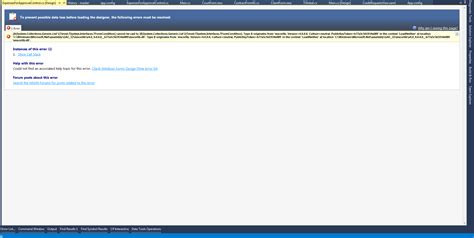 C Win Forms Designer Cannot Load Stack Overflow
