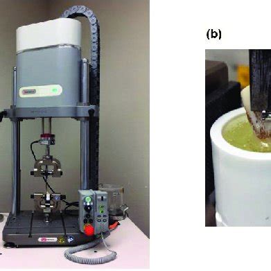 A Instron Testing Set Up With The Specimen Held In Position B Download Scientific Diagram