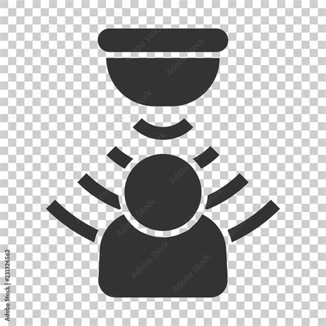 Motion Sensor Icon In Flat Style Sensor Waves With Man Vector Illustration On Isolated