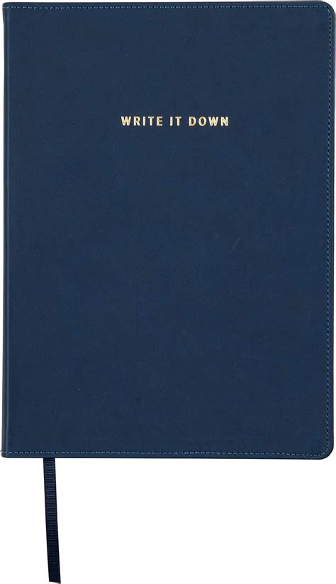 C R Gibson Large Navy Blue Leather Journal Notebook 7 5 W X 10 25 L 192