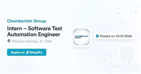 Intern Software Test Automation Engineer Chamberlain Group