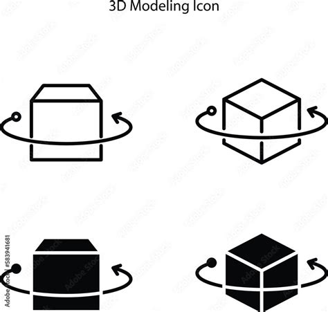 3d Modeling Icons Monochrome Simple Sign 3d Modeling Icon For Logo Ui Ux Templates Web