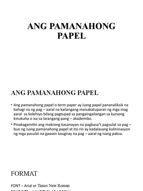 Ang Pamanahong Papel Pdf