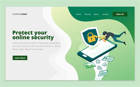 Data Protection Landing Page Online Security Privacy And Personal Information Security Concept