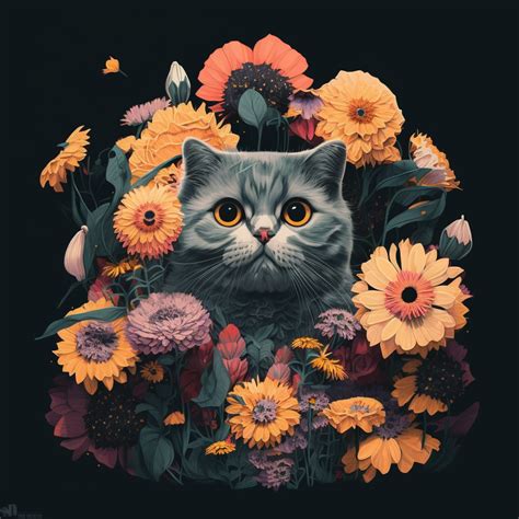 고양이와 꽃 일러스트 포트폴리오 크몽