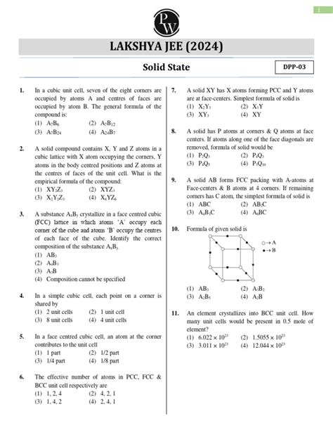 Solid State Dpp 03 Lakshya Jee 2024 Pdf