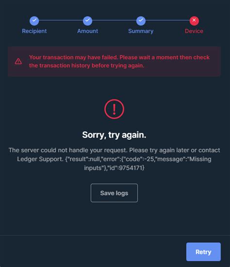 transaction error r ledgerwallet