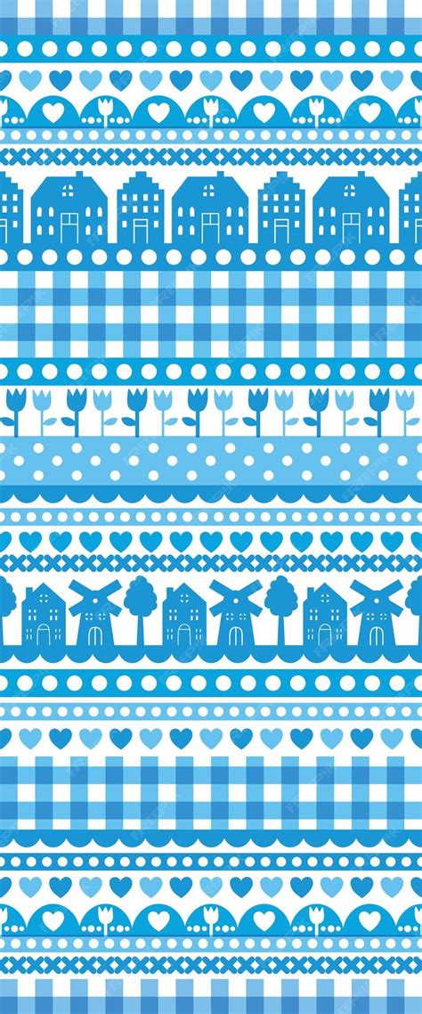 Premium Vector Dutch Delft Blue Seamless Vector Pattern Design