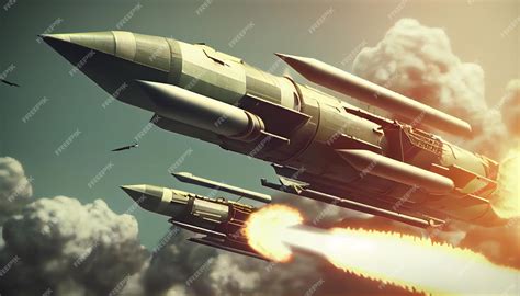 Premium Photo Launch Of Combat Missiles Generative Ai