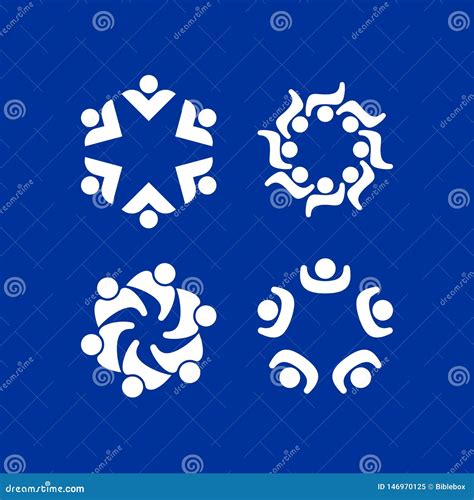 Set Of Logos Depicting Unity Community Help And Support Stock Vector