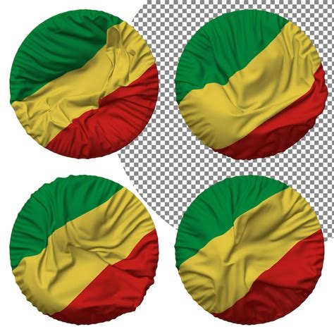Premium Psd Congo Flag Round Shape Isolated Different Waving Style Bump Texture 3d Rendering