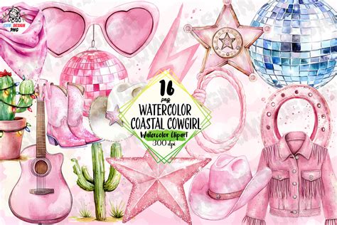 Watercolor Coastal Cowgirl Clipart Png Graphic By Cowdesign · Creative