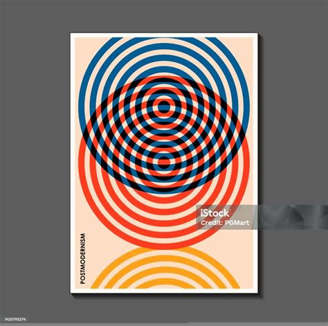유행 포스트 모던 바우 하우스 에서 영감을 얻은 복고풍 포스터 인테리어 디자인 배경 포스터 디자인 잡지의 첫 페이지 하이테크