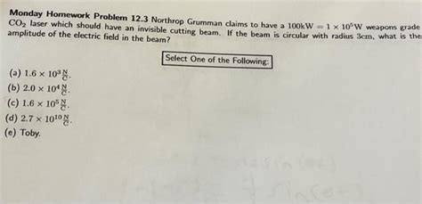Solved Monday Homework Problem Northrop Grumman Claims Chegg Com