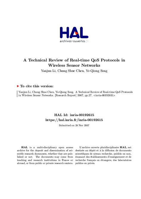 Pdf A Technical Review Of Real Time Qos Protocols In Wireless Sensor Networks