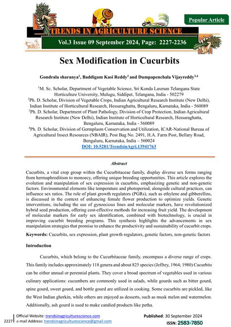 Pdf Sex Modification In Cucurbits