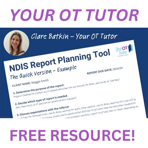 Your Ot Tutor Ndis Report Planning Tool Quick Version