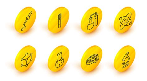 라인 현미경 독성 액체가 있는 시험관 분자 원자 및 피펫 아이콘을 설정합니다 벡터 3차원 형태에 대한 스톡 벡터 아트 및 기타 이미지 3차원 형태 Dna 건강 검진