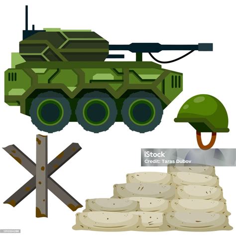 군사 시설 육군 기지 바리케이드 발사 지점 대피소와 탱크 현대 무기와 장비 보호 헬멧 플랫 만화 강철에 대한 스톡 벡터 아트 및 기타 이미지 Istock