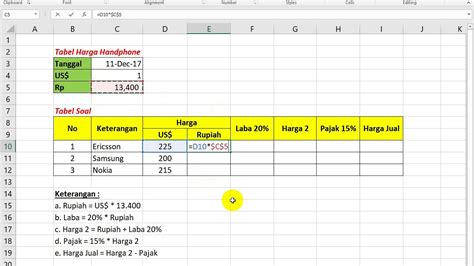Latihan Soal Excel Absolute Harga Dan Pajak Youtube Riset My Xxx Hot Girl