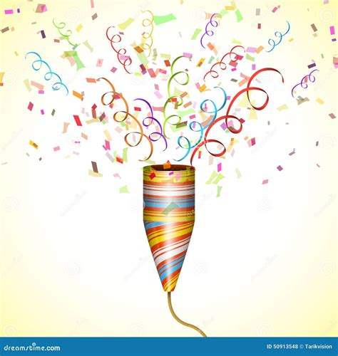 Exploding Party Popper With Confetti Stock Vector Illustration Of