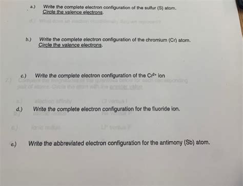 Solved A Write The Complete Electron Configuration Of The