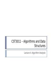 2 CST3011 Algorithms And Data Structures Algorithm Analysis Pptx