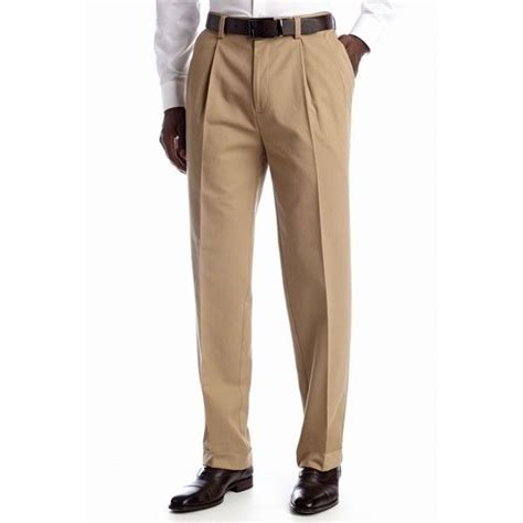 Savane Fawn Straight Fit Dress Khaki Pleat Wrinkle Resistant Pants 40