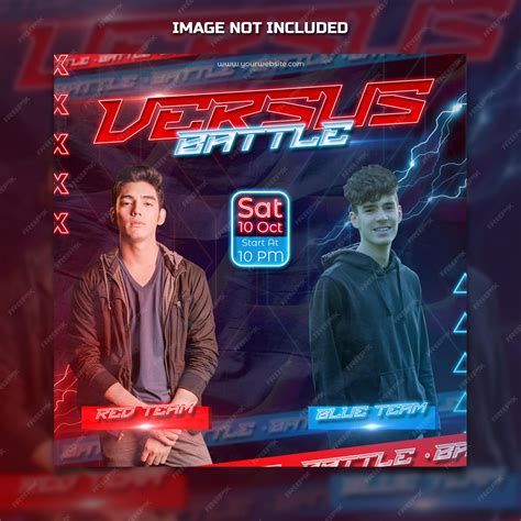 대 전투 빨강 및 파랑 팀 소셜 미디어 템플릿 프리미엄 Psd 파일