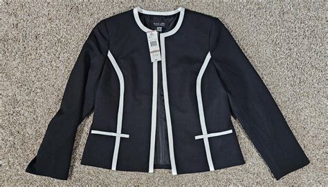 Evan Picone Black Label Evan Picone 12 Jacket Blazer Black White Nwt